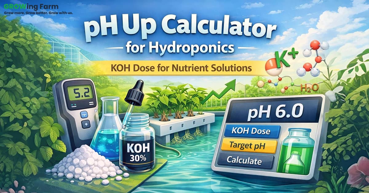 pH Up Calculator for Hydroponics | KOH Dose for Nutrient Solutions